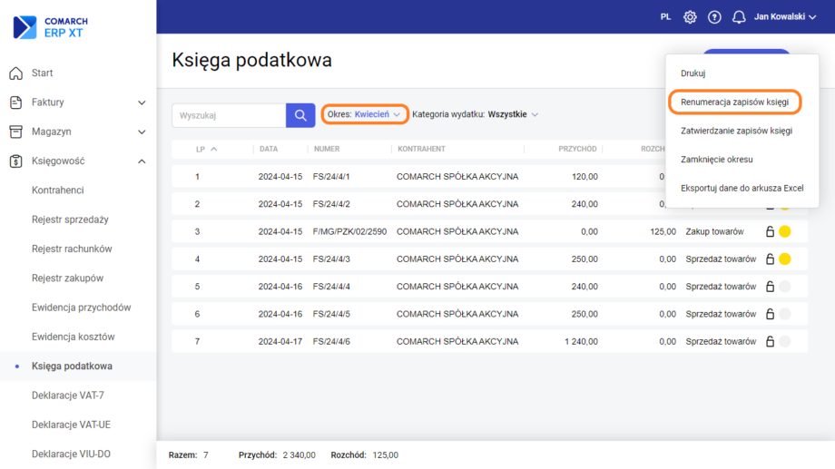 W jaki sposób przenumerować zapisy w KPiR? - Baza Wiedzy programu ... W jaki sposób przenumerować zapisy w KPiR? - Baza Wiedzy programu ...