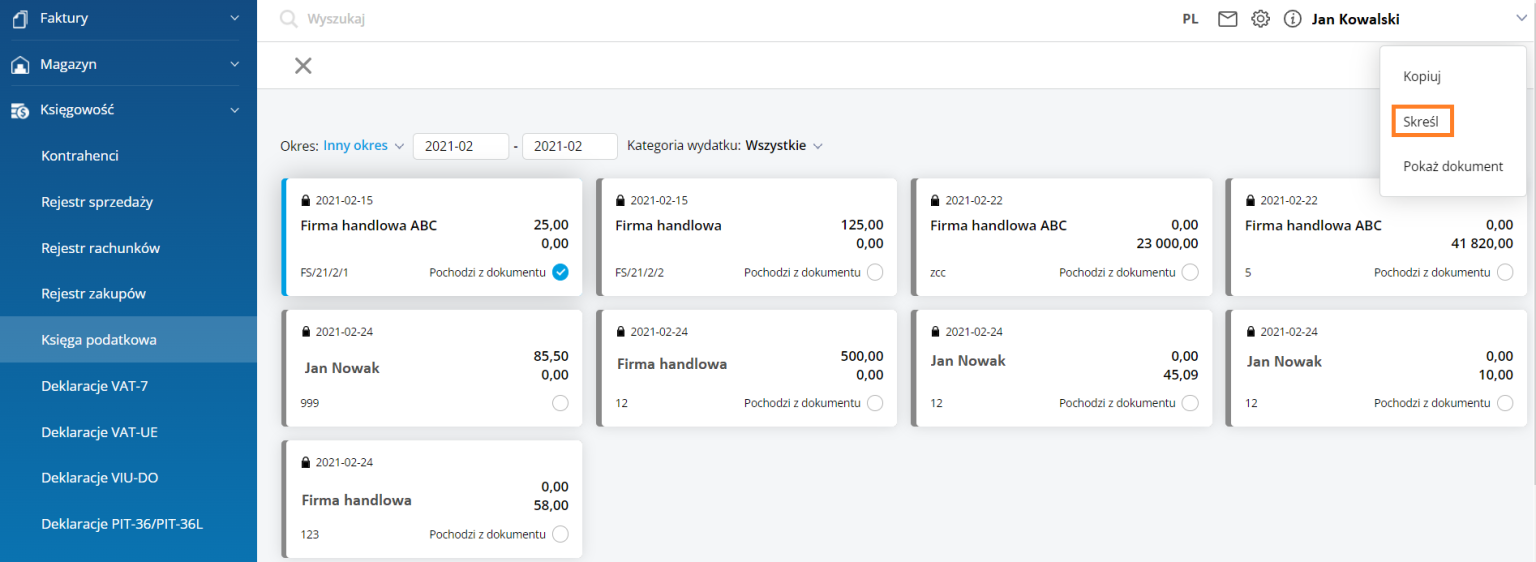 Jak usunąć/skreślić zapis w KPiR? – Baza Wiedzy programu Comarch ERP XT Jak usunąć/skreślić zapis w KPiR? – Baza Wiedzy programu Comarch ERP XT